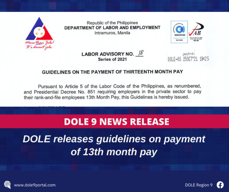 DOLE releases guidelines on payment of 13th month pay | DOLE 9